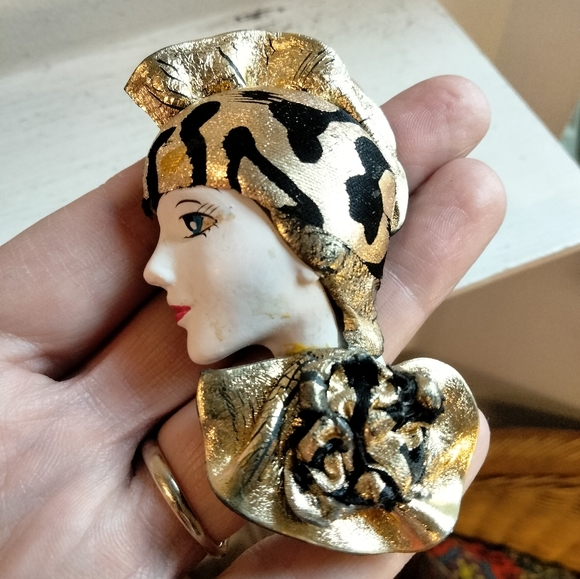 Vintage | Jewelry | Vintage 8s Lady Face Brooch Pin | Poshmark